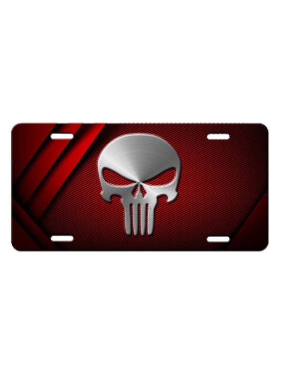 Accents | Silver Skull Punisher Custom Aluminum Vanity Novelty License ...